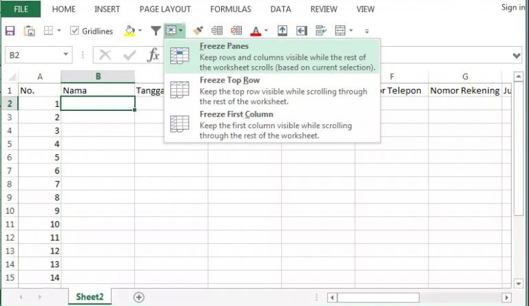 Mengetahui Cara Menggunakan Freeze Panes di Excel