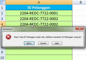 Cara untuk Mencegah Input Data Ganda (Duplicate) di Excel